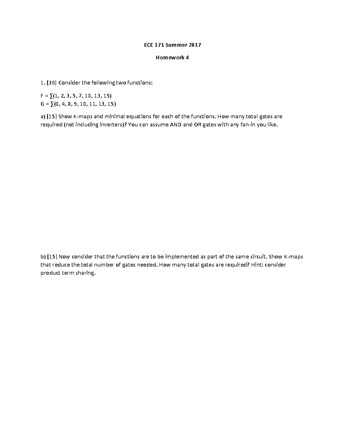 Homework 4 - ECE 171 Summer 2017 Homework 4 Solutions 1. Consider the ...