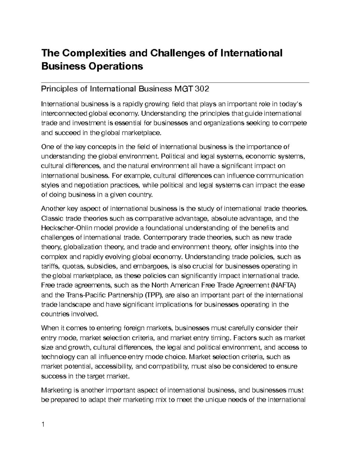 The Complexities and Challenges of International Business Operations ...