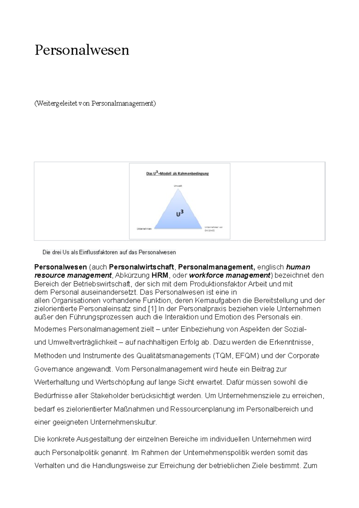 Personalmanagement 1 - Das Personalwesen ist eine in allen ...
