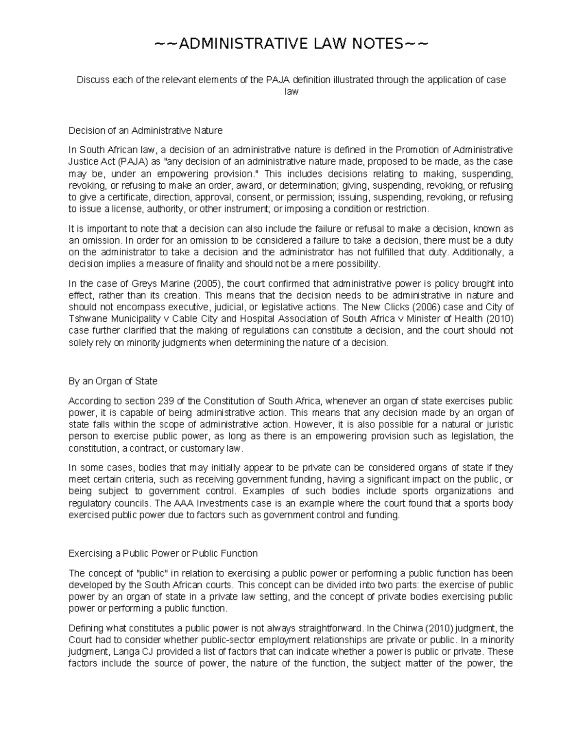 Admin LAW Typed Notes - Summary Introduction to Law 101 - Discuss each ...