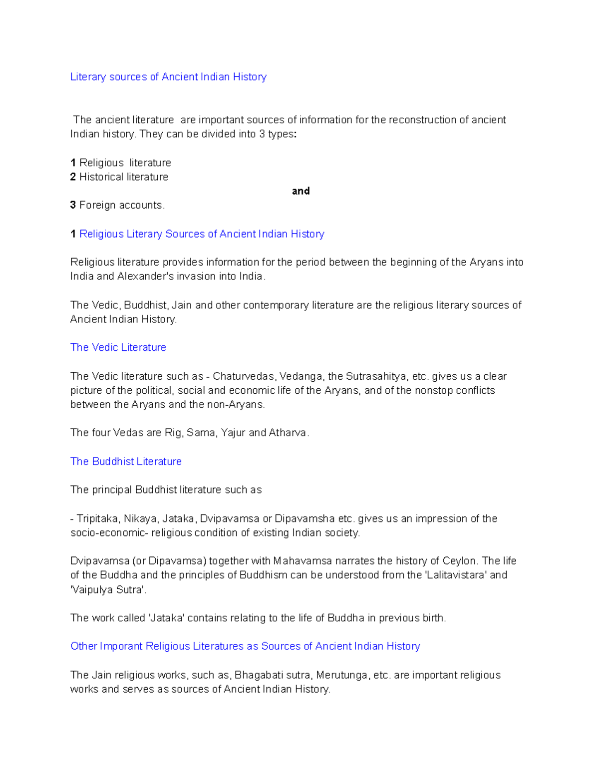 Untitled-document - Literary sources of Ancient Indian History The ...
