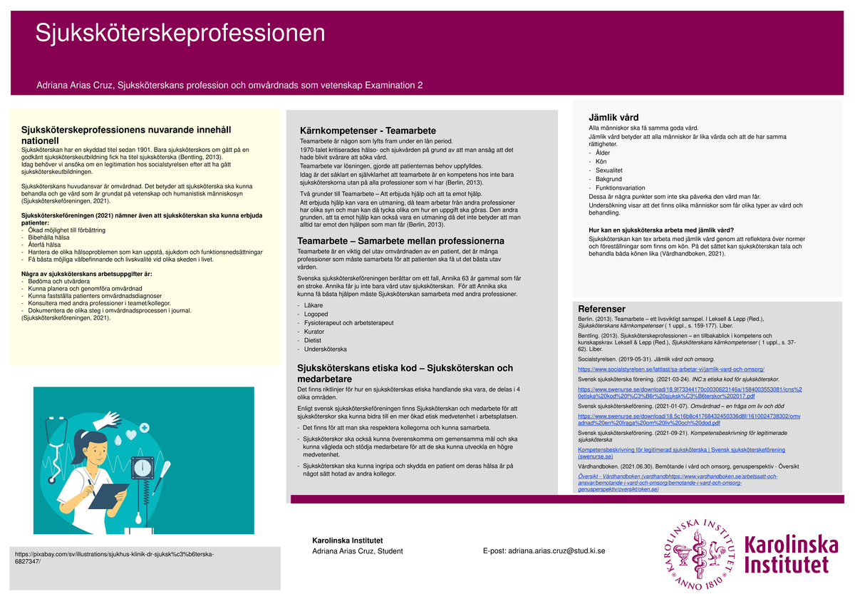 Sjuksköterskeprofessionen - Poster Examination - E-post: adriana.arias ...