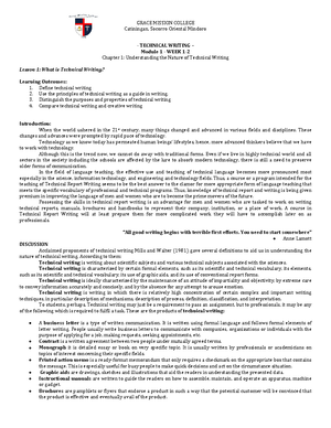Module 1 - 4 - Technical Writing - To the University of Rizal System ...