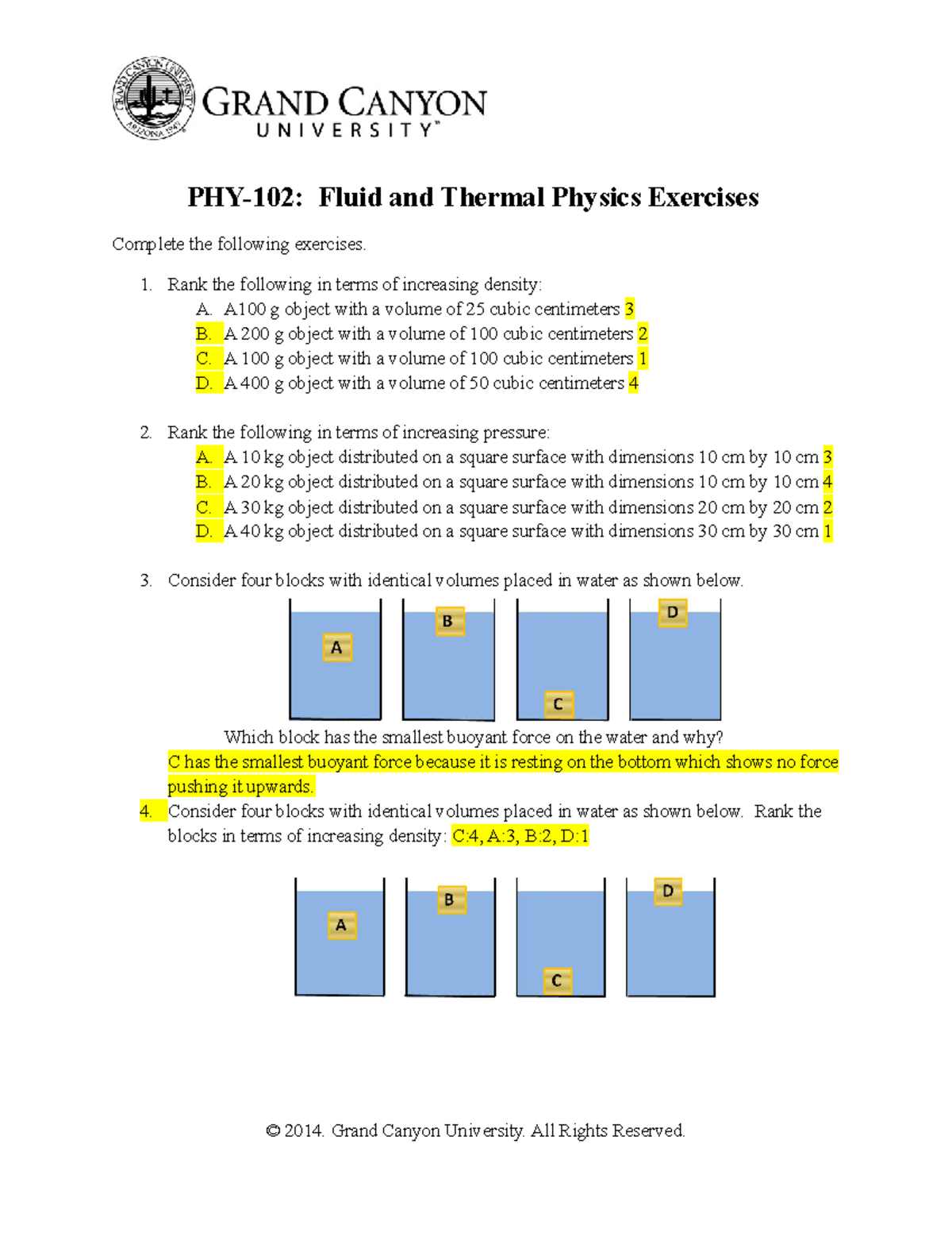 PHY-102 Fluid and Thermal Physics Exercises - PHY-102: Fluid and Thermal Physics Exercises ...