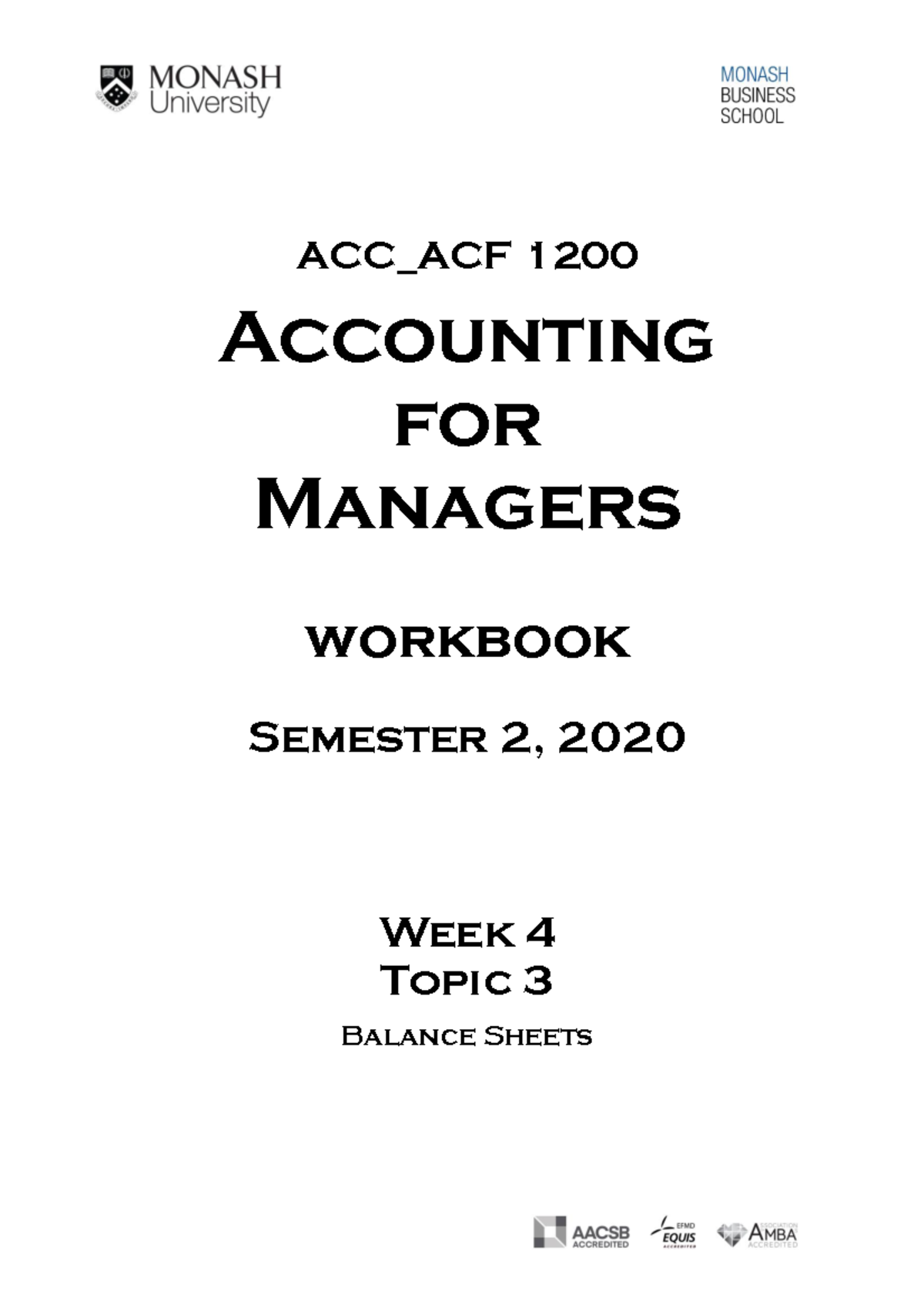 ACC ACF1200 Workbook - Topic 3- S2 2020 - ACC_ACF 1200 Accounting for Managers workbook Semester ...