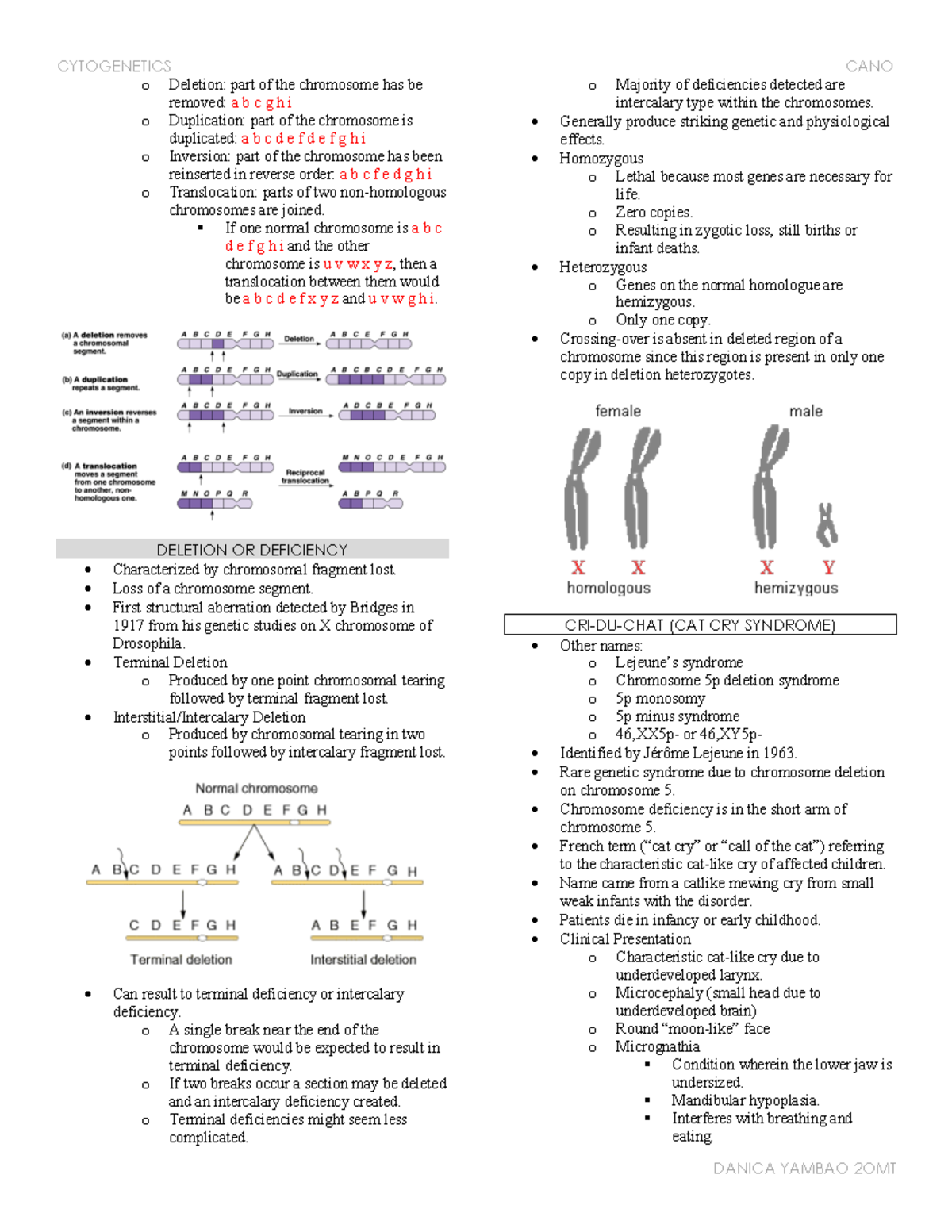 Cytogenetics 10-12 - Cytogenetic notes for Medical Technology Students ...
