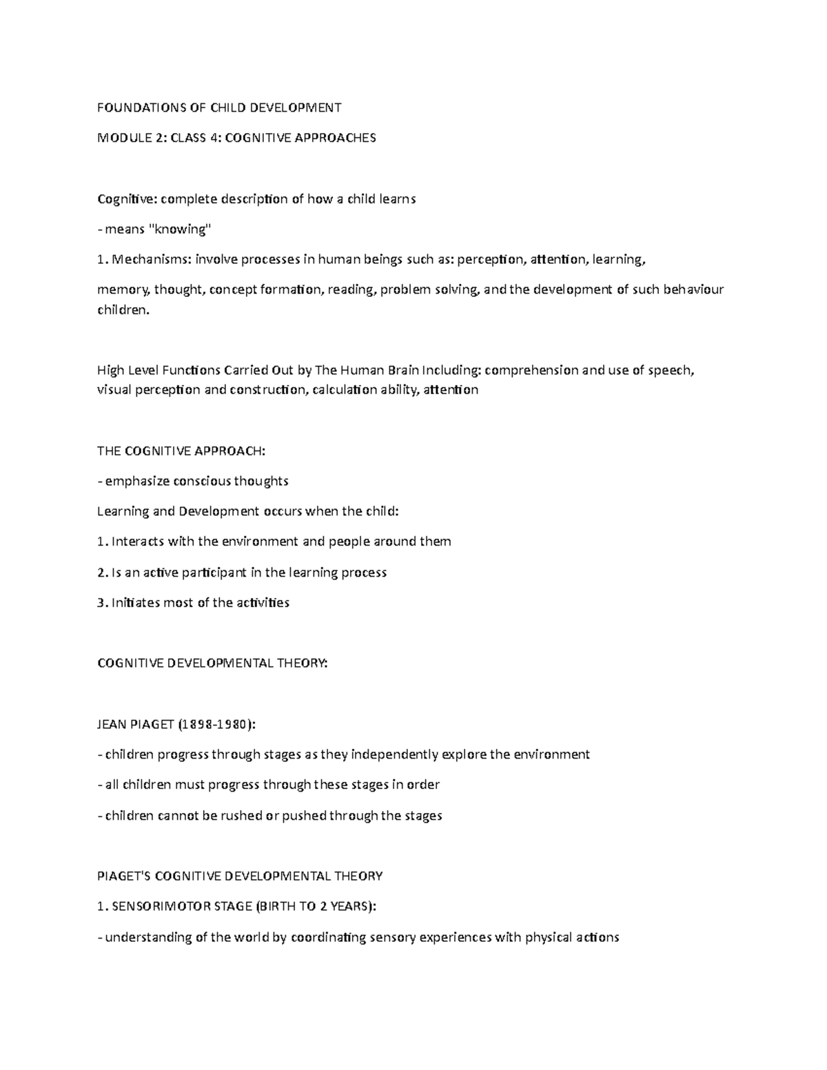 Module 2.4 - Lecture notes Class 4 - FOUNDATIONS OF CHILD DEVELOPMENT ...
