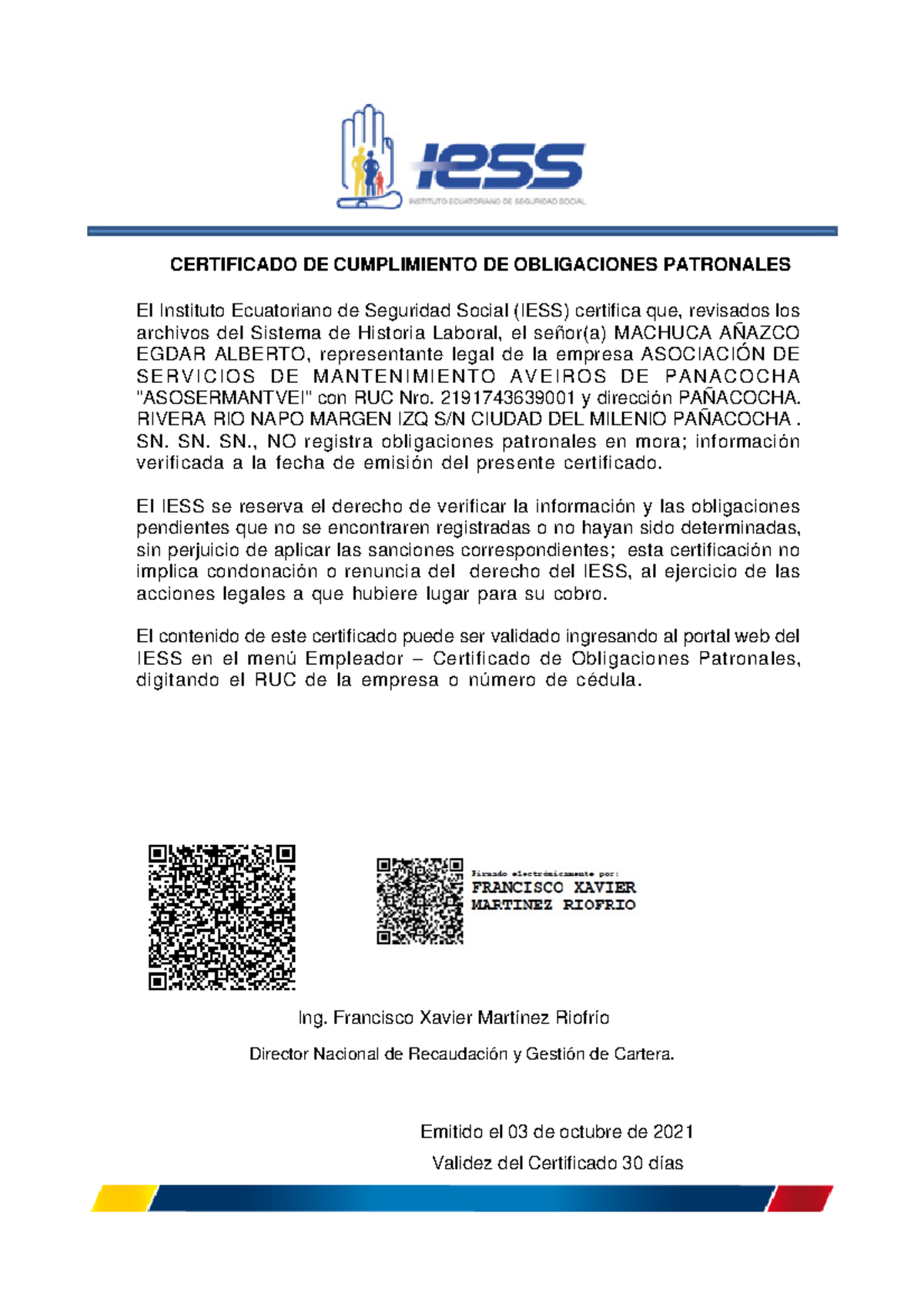 IESS - Ejemplo para presentar como requisito para facturación al sector ...