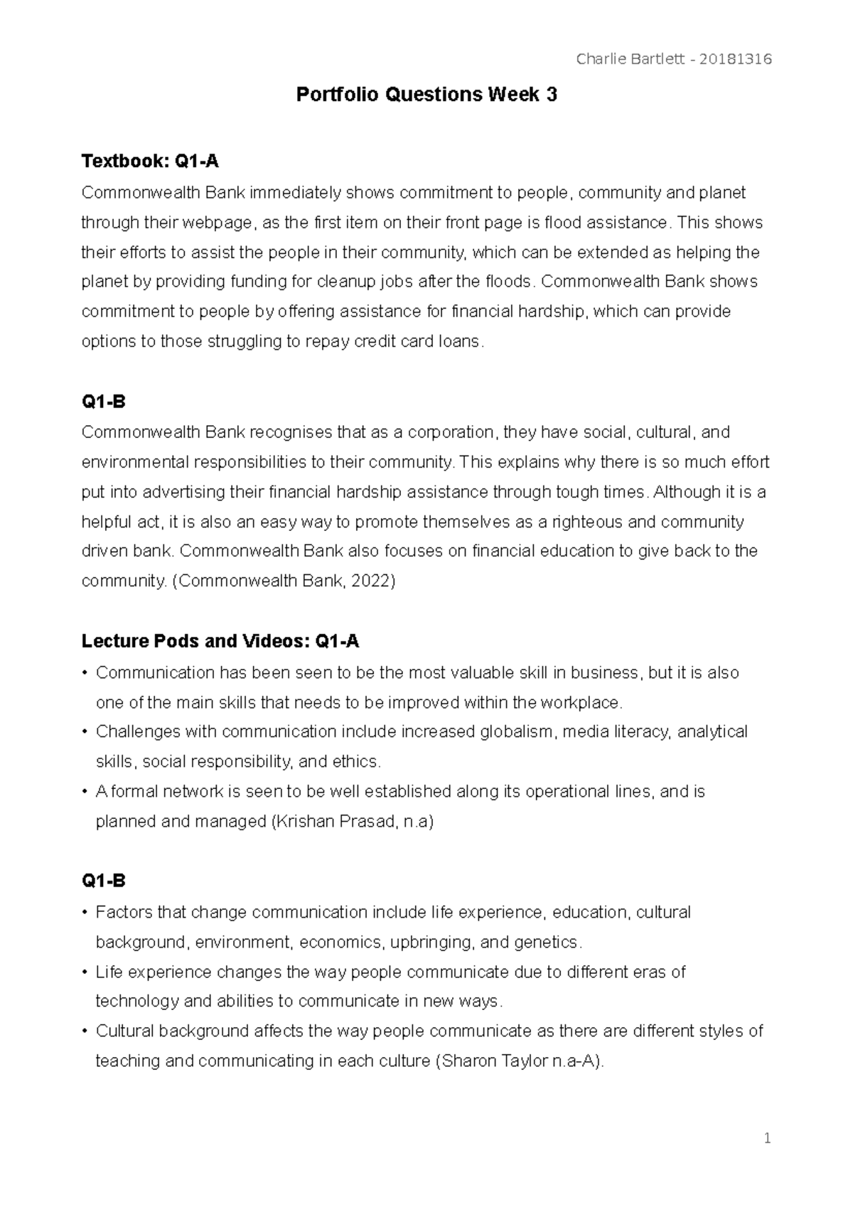 Week 3 portfolio - Working In Professions - Portfolio Questions Week 3 ...