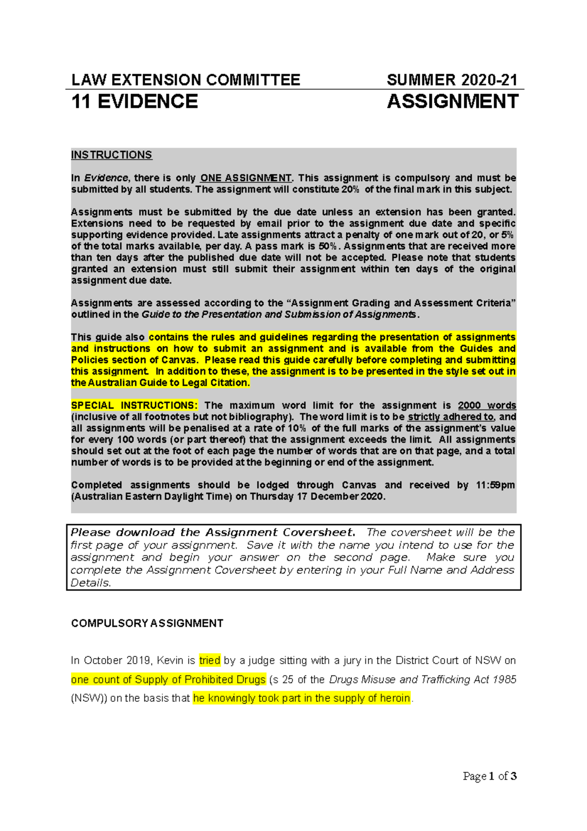 11 Summer 2021 Assignment Final 19Nov20 - LAW EXTENSION COMMITTEE ...