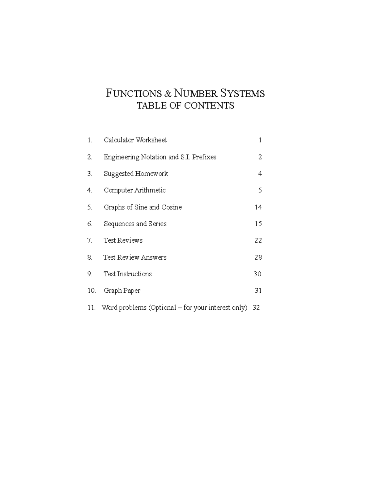 Math175 Supplement - FUNCTIONS & NUMBER SYSTEMS Calculator Worksheet ...