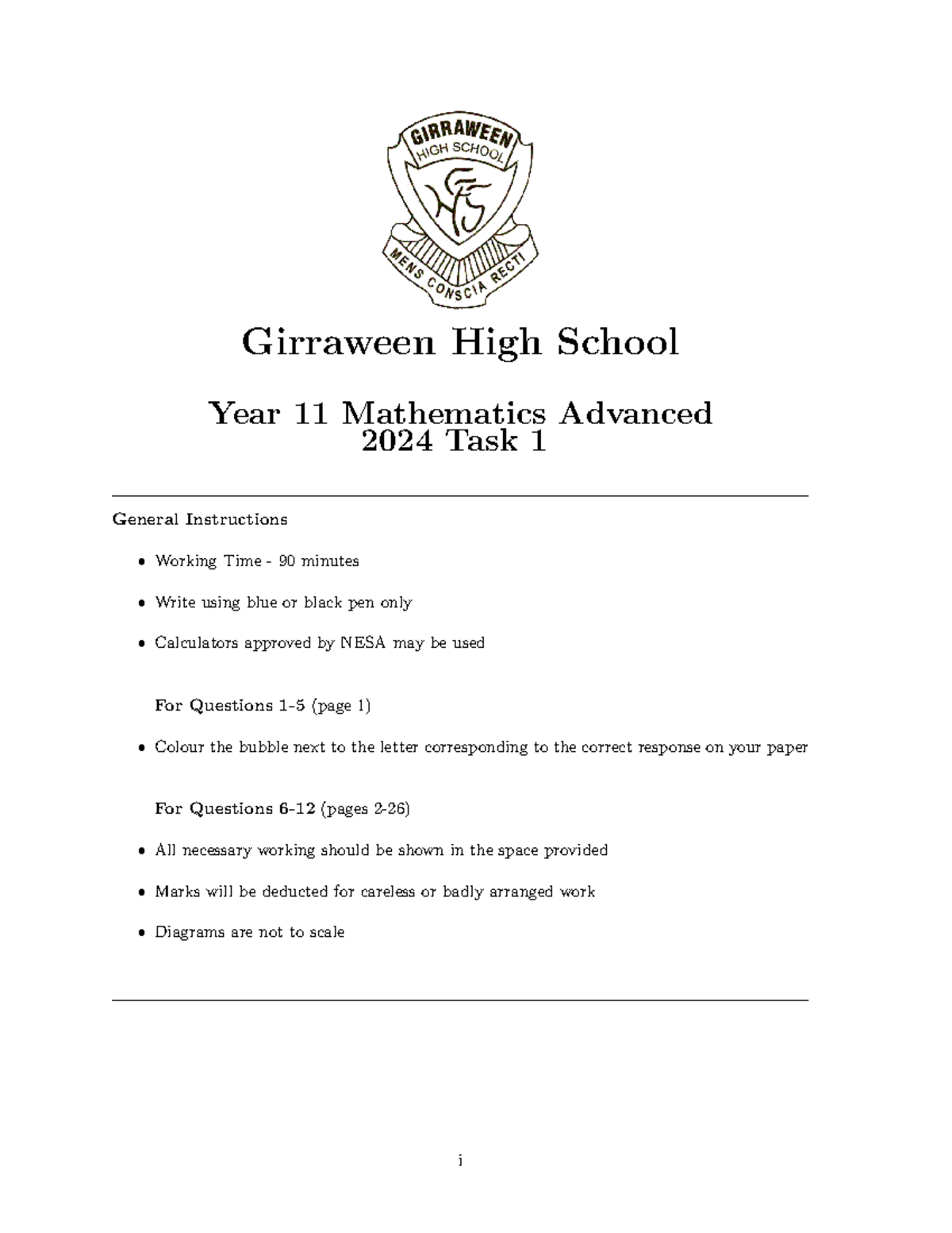 2024-Y11 Task 1 - Past paper - Girraween High School Year 11 ...