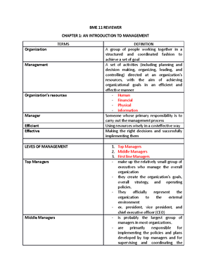 Mgt 101 SG 1 - Nothing. - INTRODUCTION TO MANAGEMENT MODULE OVERVIEW Hi ...