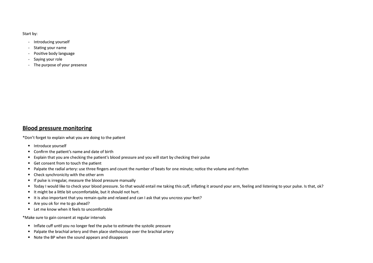OSCE Revision - Start by: - Introducing yourself - Stating your name ...