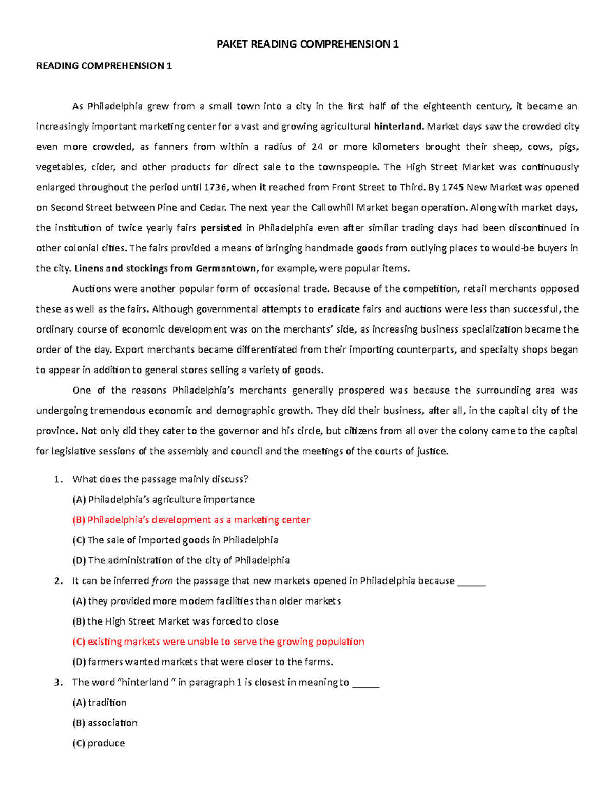 Paket Reading Comprehension 1 - PAKET READING COMPREHENSION 1 READING ...