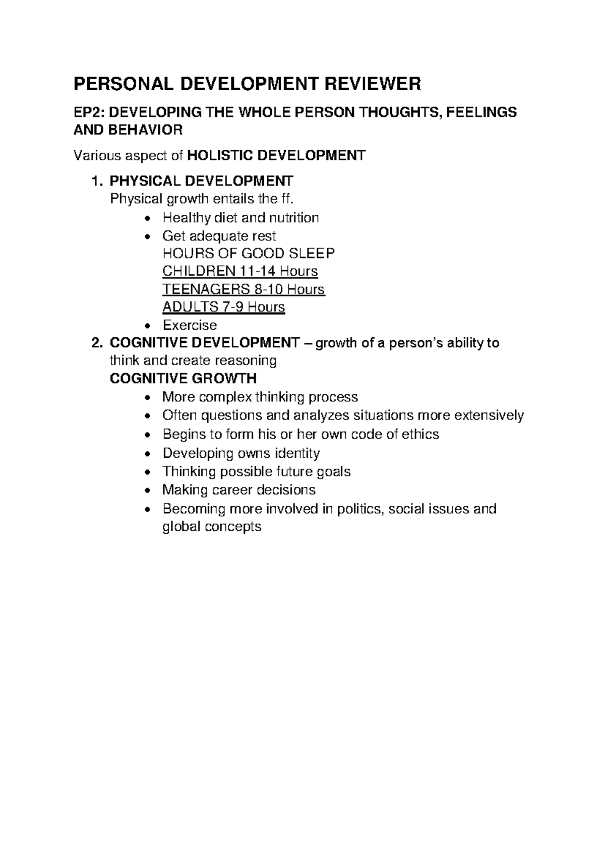 Personal- Development- Reviewer - PERSONAL DEVELOPMENT REVIEWER EP2 ...