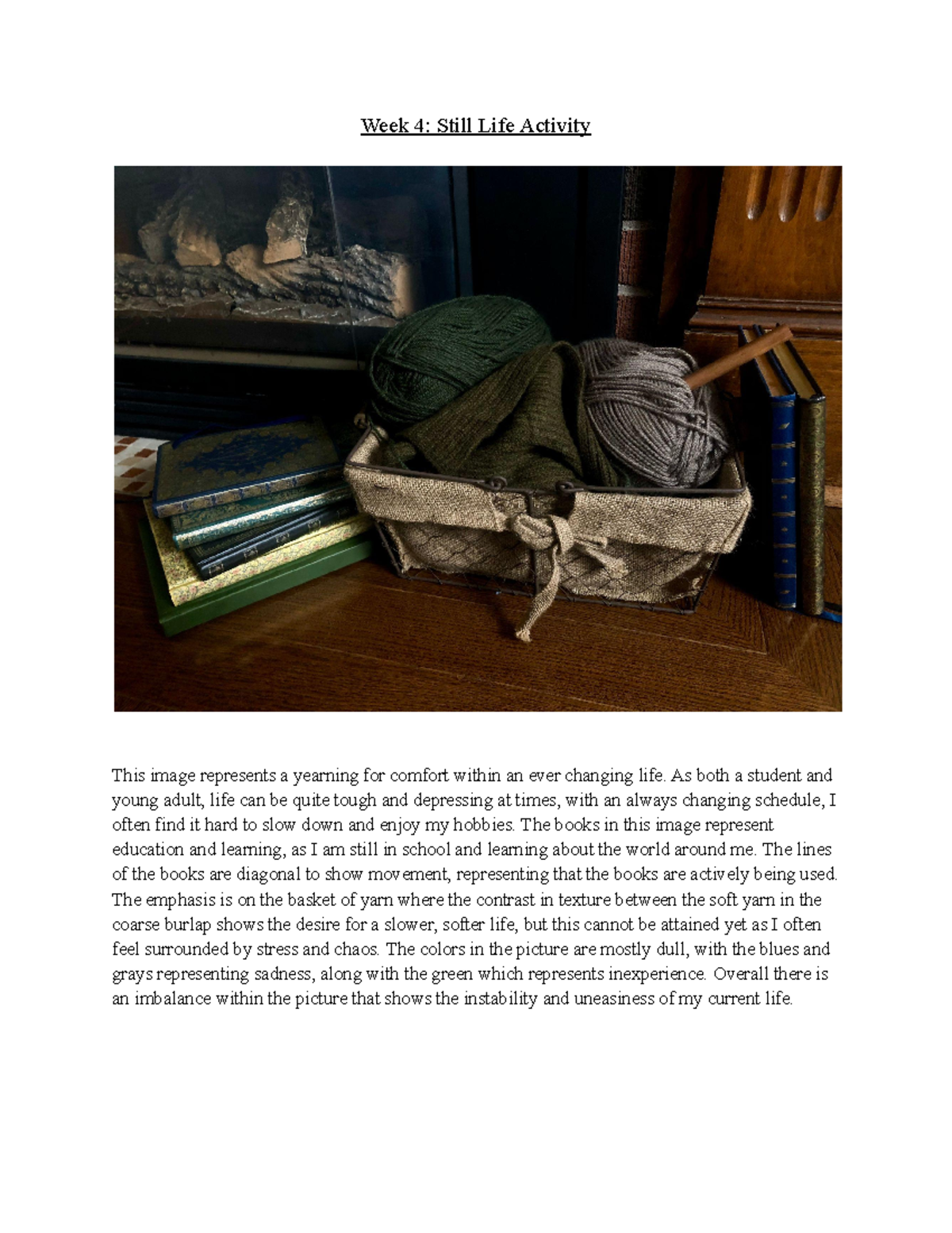 Week 4 Still Life Activity - Week 4: Still Life Activity This image ...