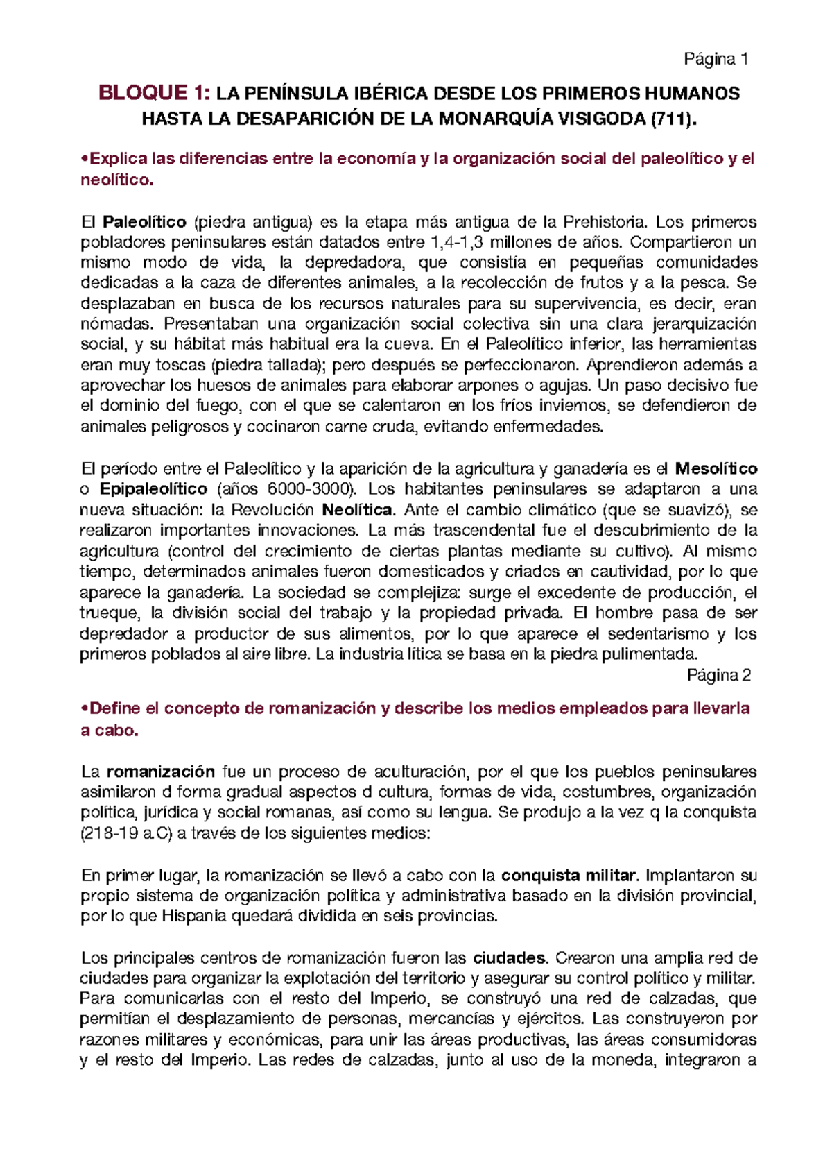 Global Historia - adfadf - Página 1 BLOQUE 1: LA PENÍNSULA IBÉRICA ...