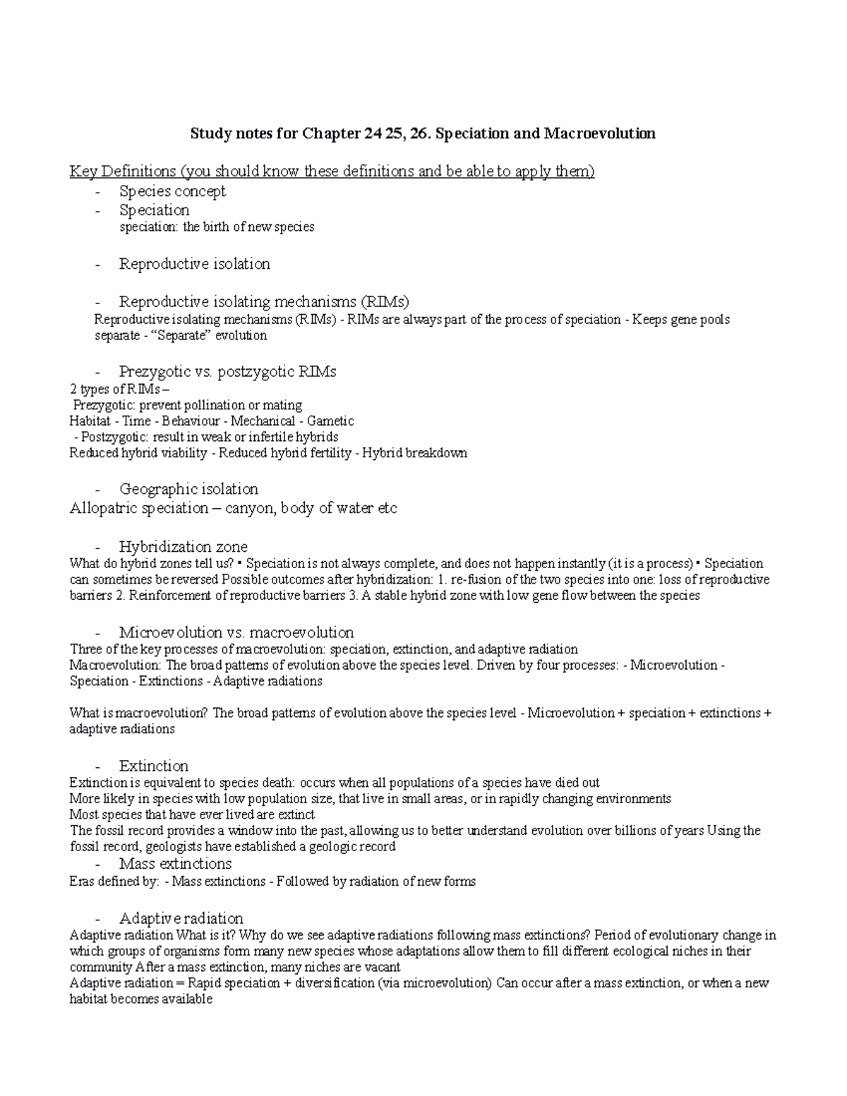 Review notes for chapters 24, 25, and 26 answers week 3 - Study notes ...