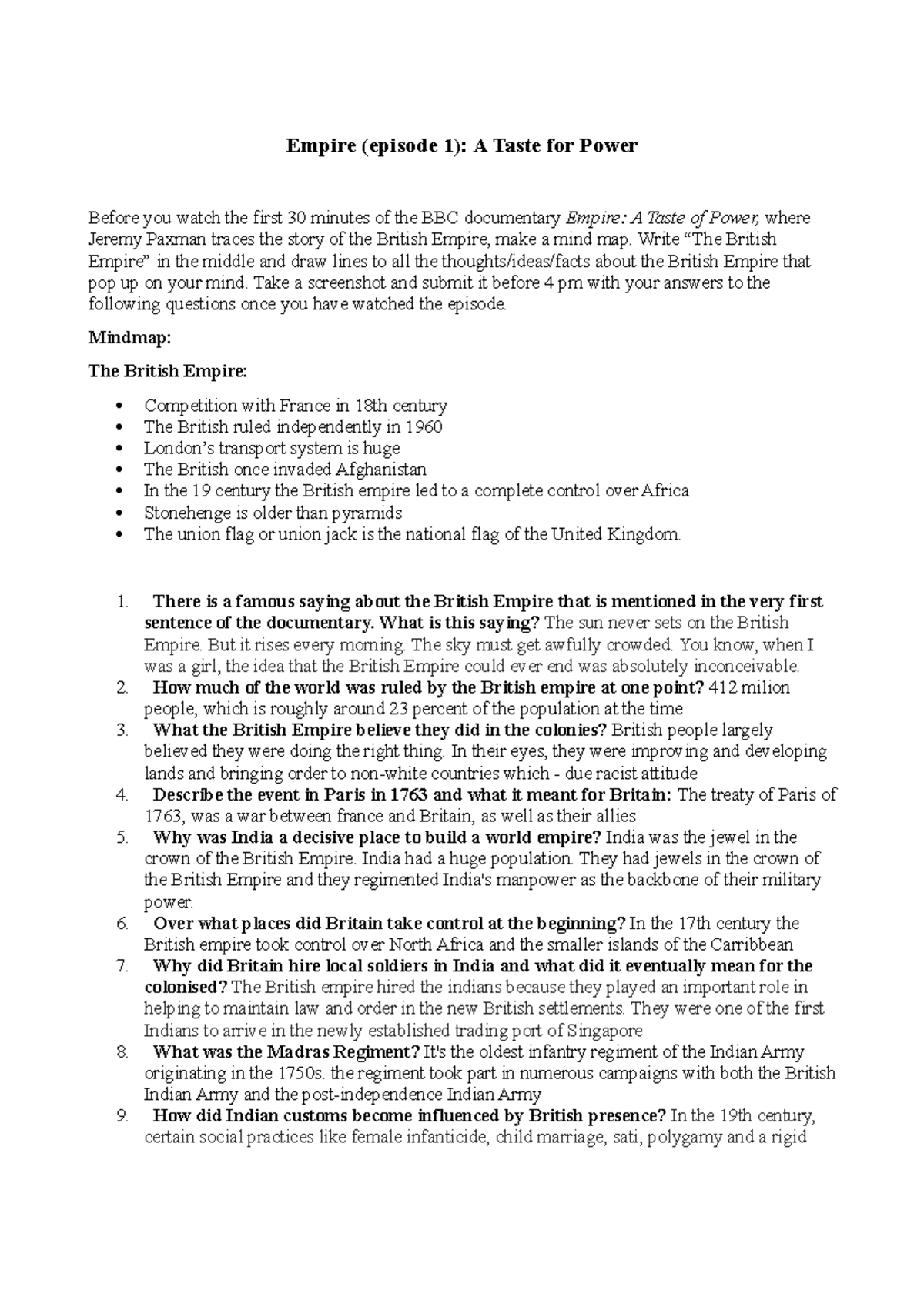 Analysis of the british empire and who ruled it - Empire (episode 1): A ...