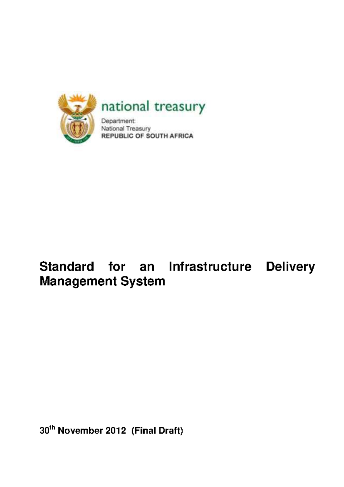 Standard for infrastructure delivery management system - nov draft ...