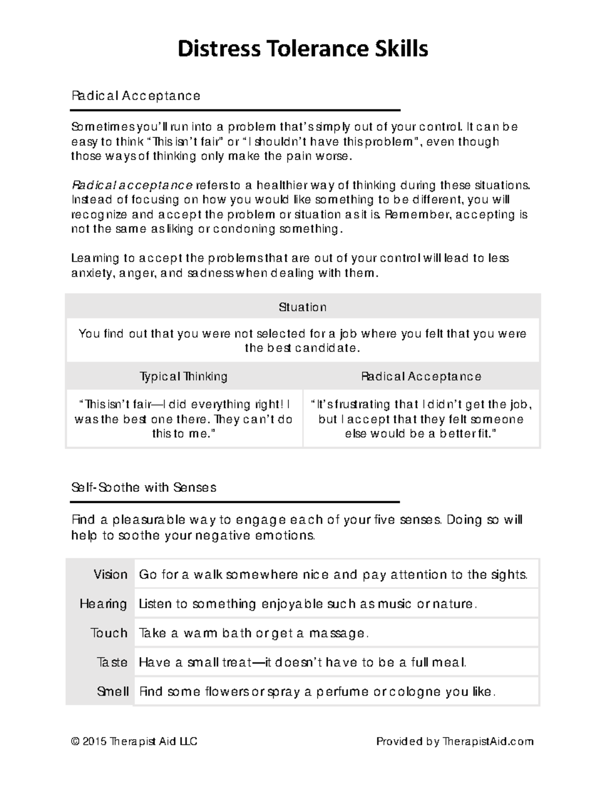 Dbt distress tolerance skills - Distress Tolerance Skills © 2015 The ra ...