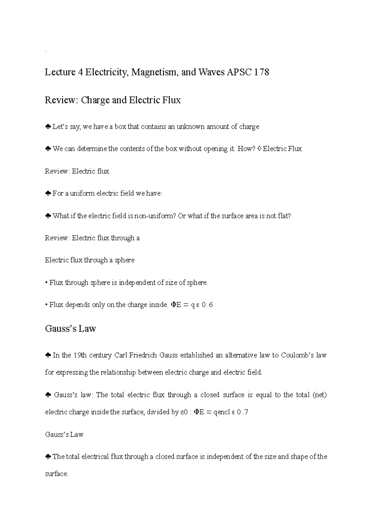 Lecture 4 Electricity - . Lecture 4 Electricity, Magnetism, and Waves ...