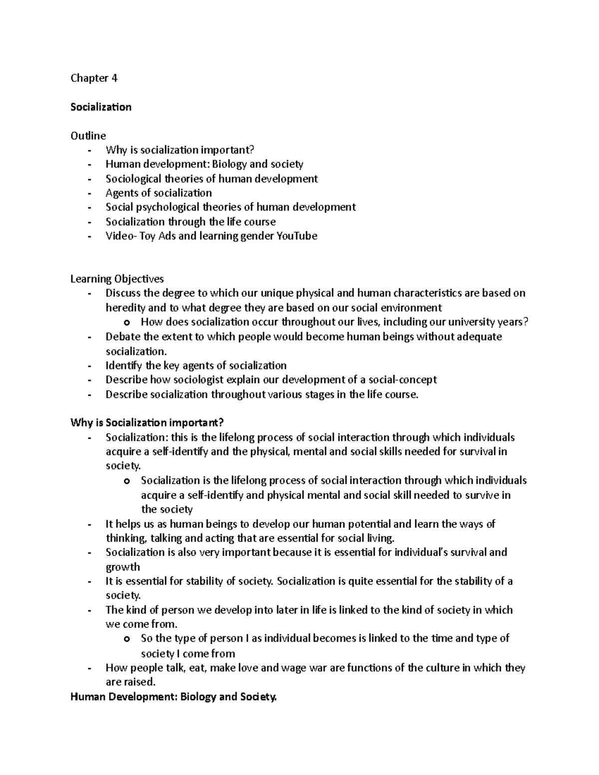 Chapter 4 Socialization Outline - Studocu
