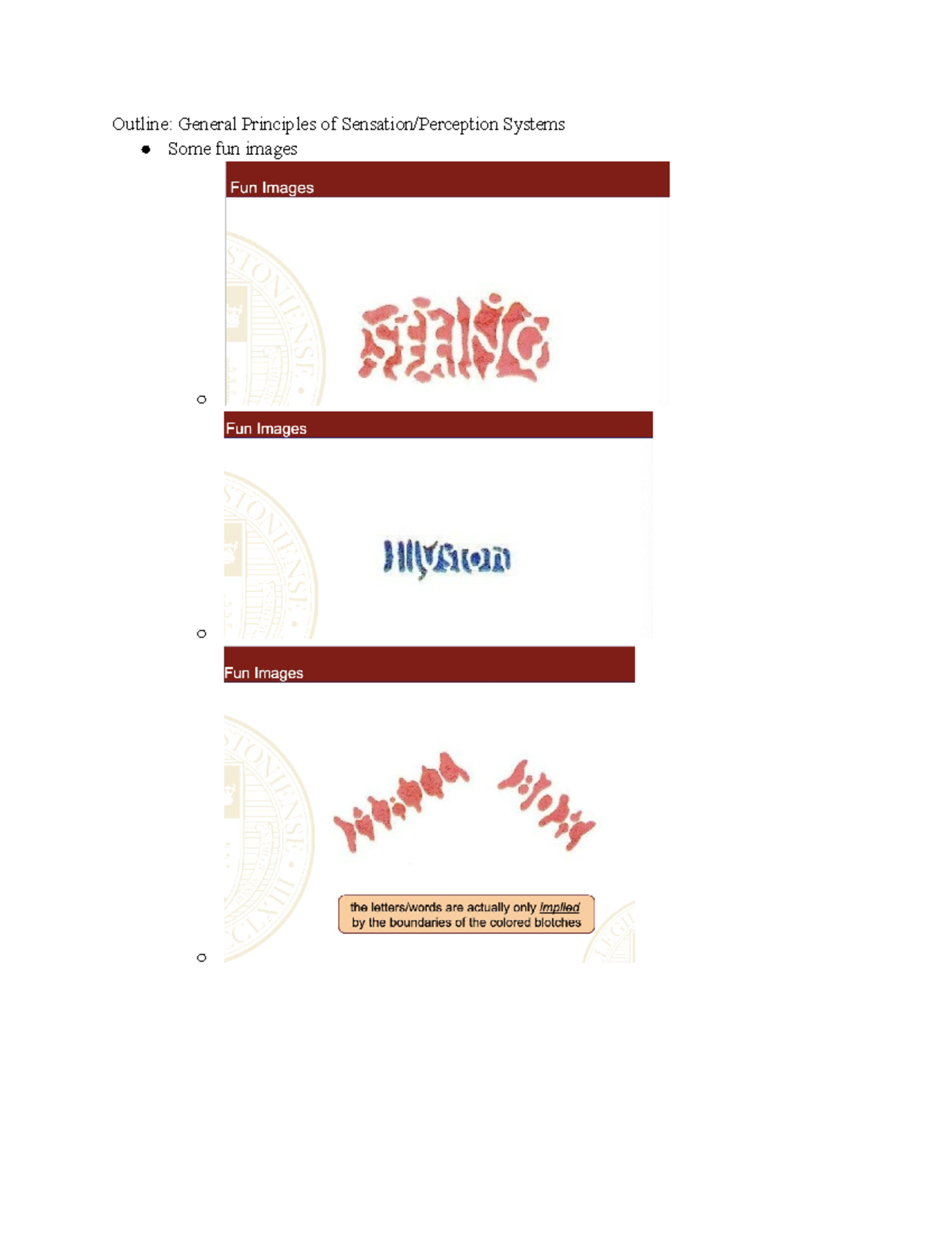 General Principles of Sensory Systems - Outline: General Principles of ...