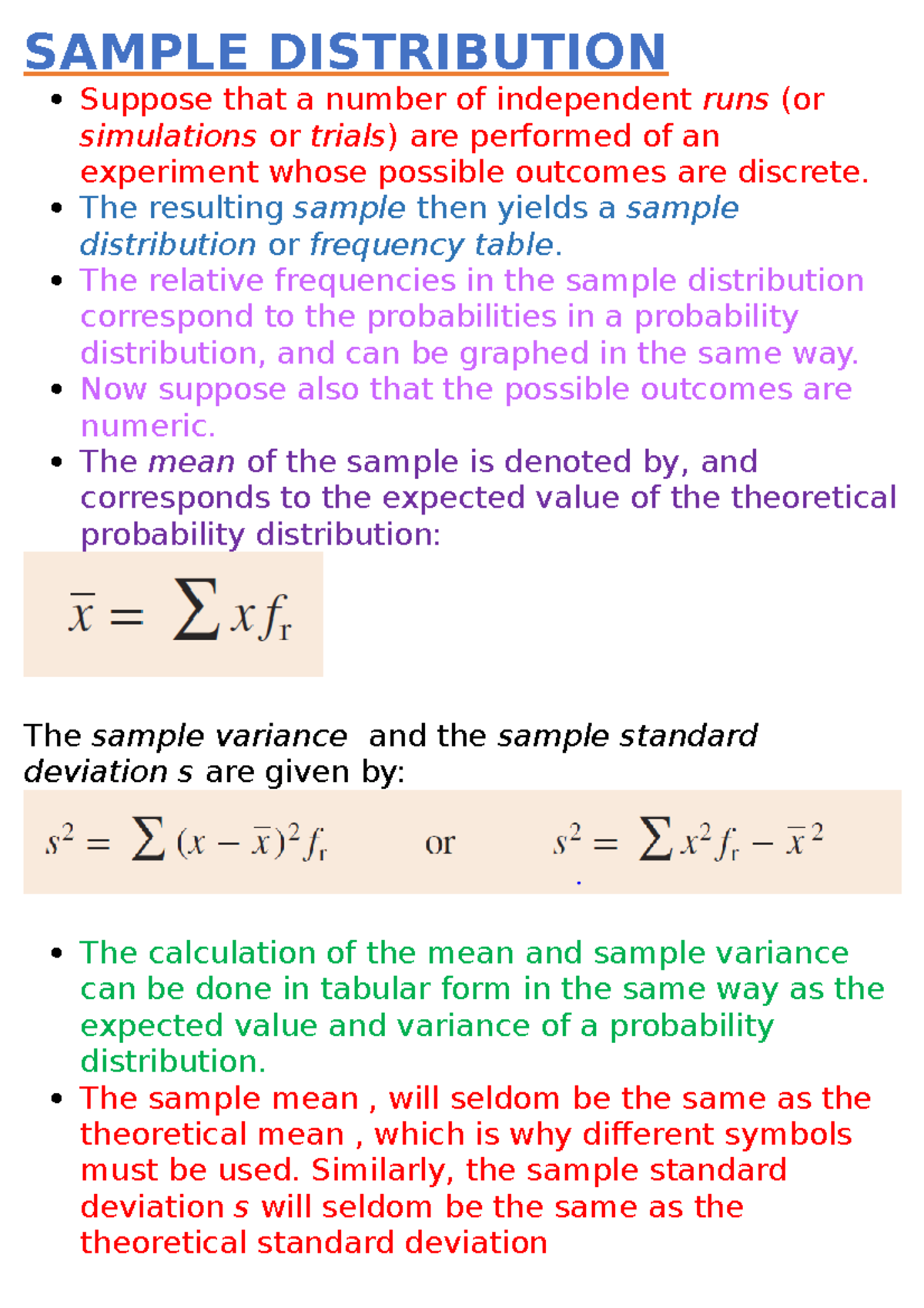 Sample Distribution 13D - SAMPLE DISTRIBUTION Suppose that a number of ...