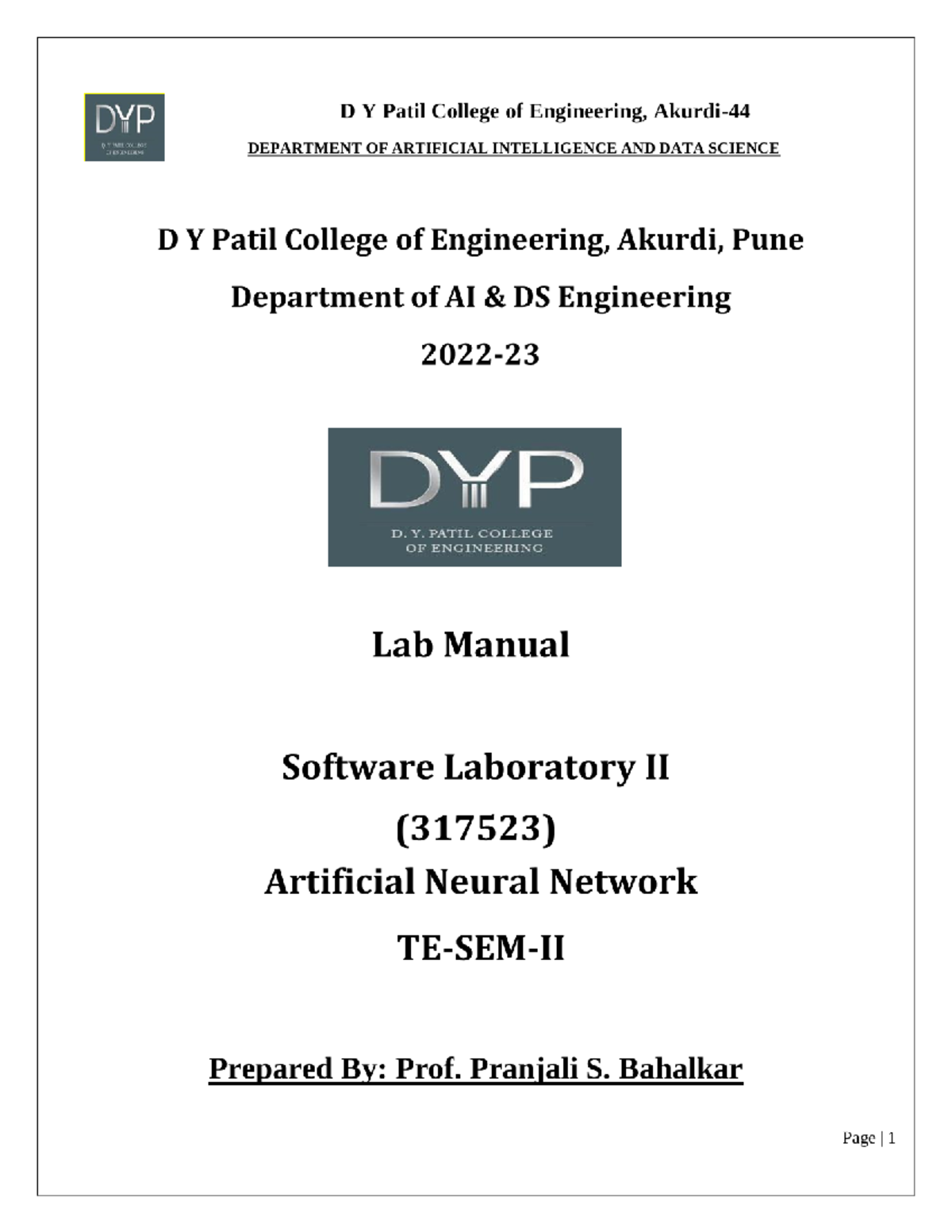 ANN SLII Lab Mannual 22-23 updated 24 March - Artificial Intelligence ...