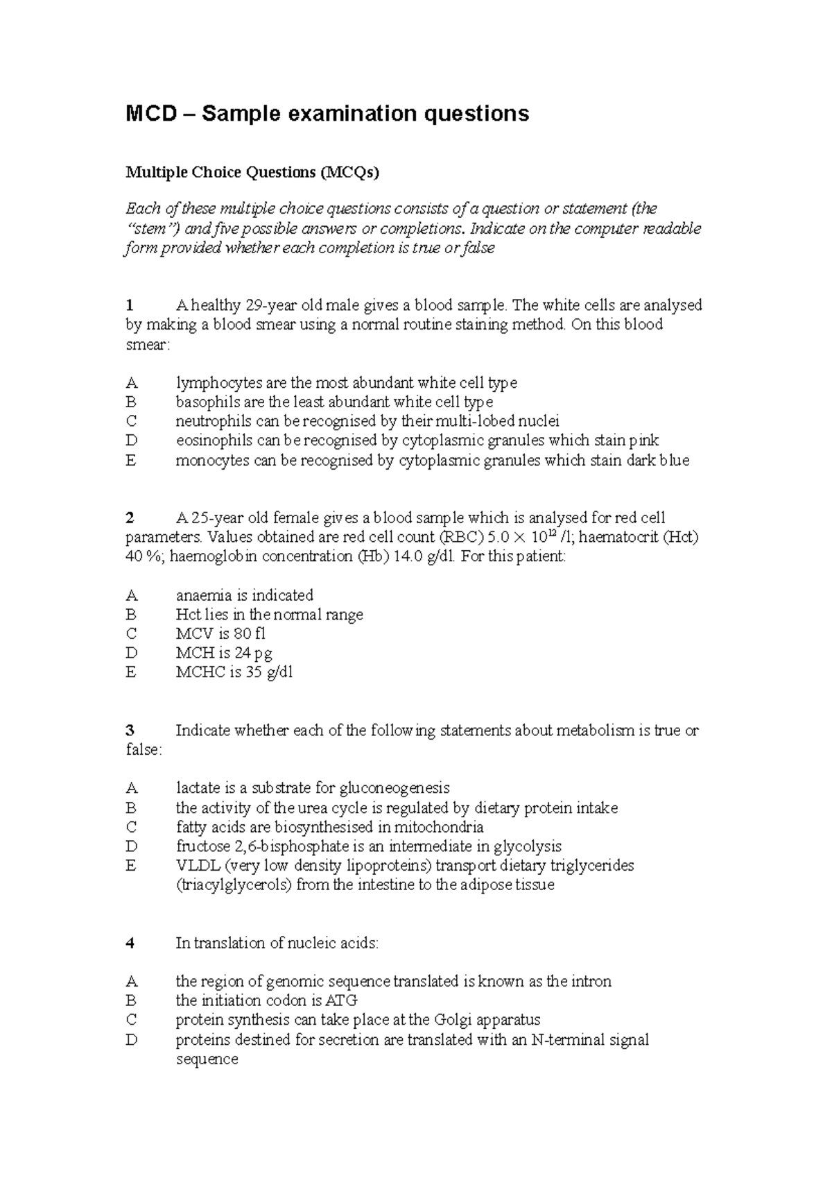Mcd1-sample-questions - MCD – Sample examination questions Multiple ...
