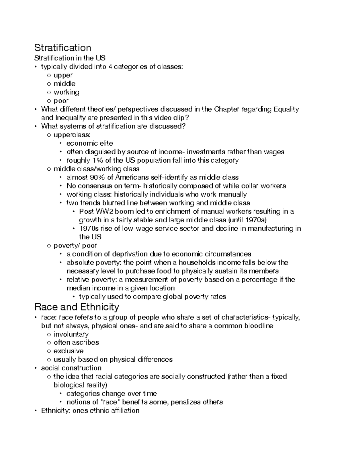 Lecture 10 Stratification AND race and ethnicity - SOC 1001 - the U of ...