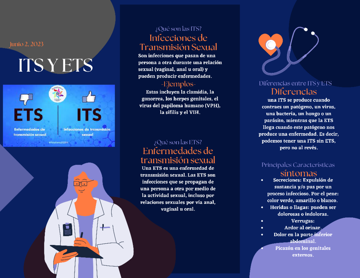 Triptico de Enfermedades de transmision sexual - Orientación educativa - Studocu