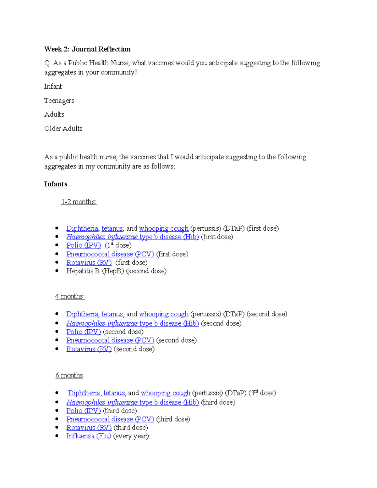 Week 2 Journal - notes for class - Week 2: Journal Reflection Q: As a ...