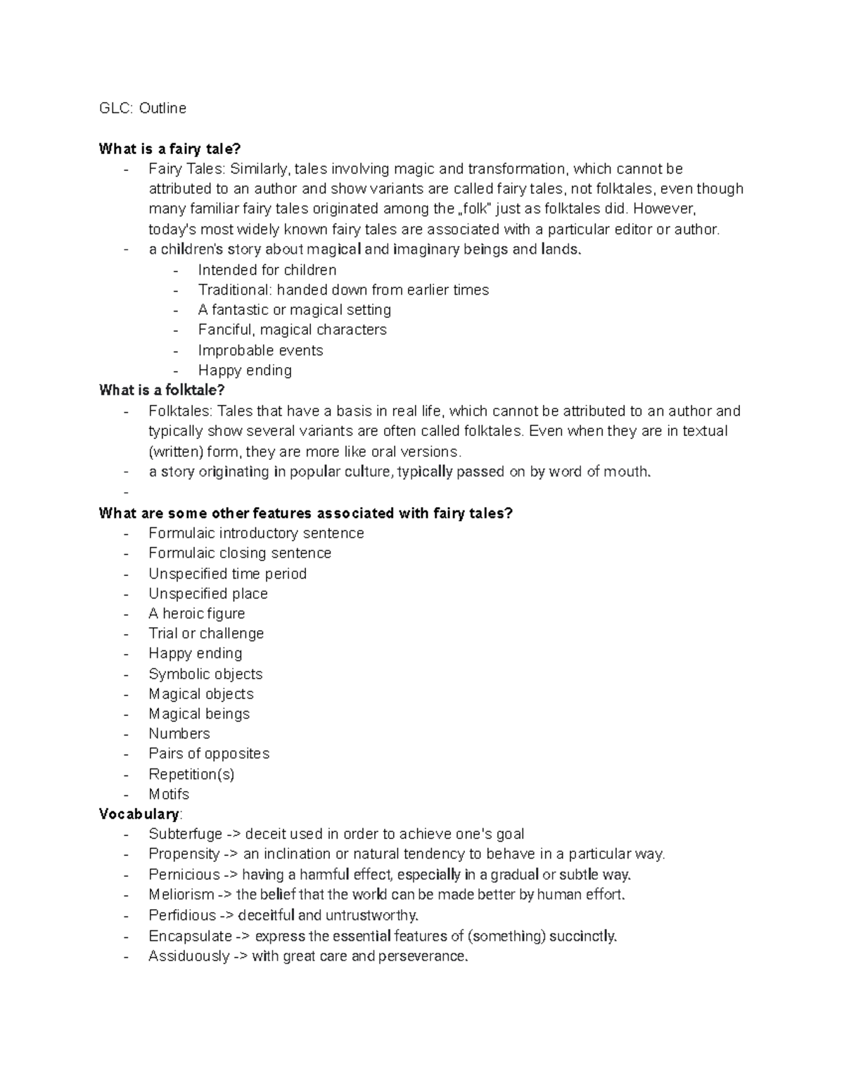 GLC Outline - These are notes taken in class, going over some topics ...