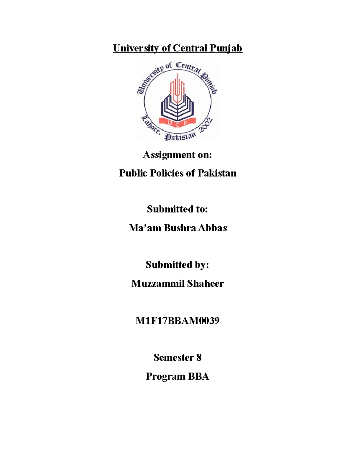 Assignment 3 - it is easy for you - University of Central Punjab ...