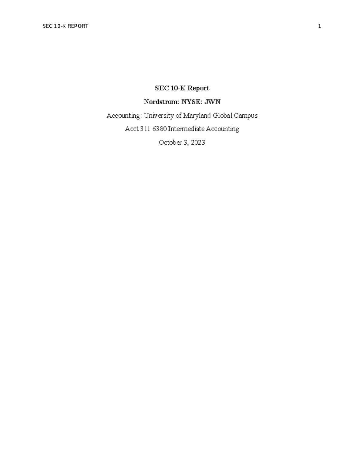 SEC-10K Report 2 - SEC 10-K Report Nordstrom: NYSE: JWN Accounting ...