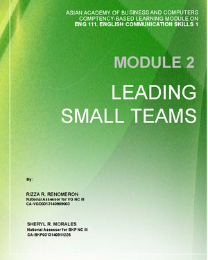 LEAD Workplace Communication - COMPETENCY BASED LEARNING MATERIAL ...