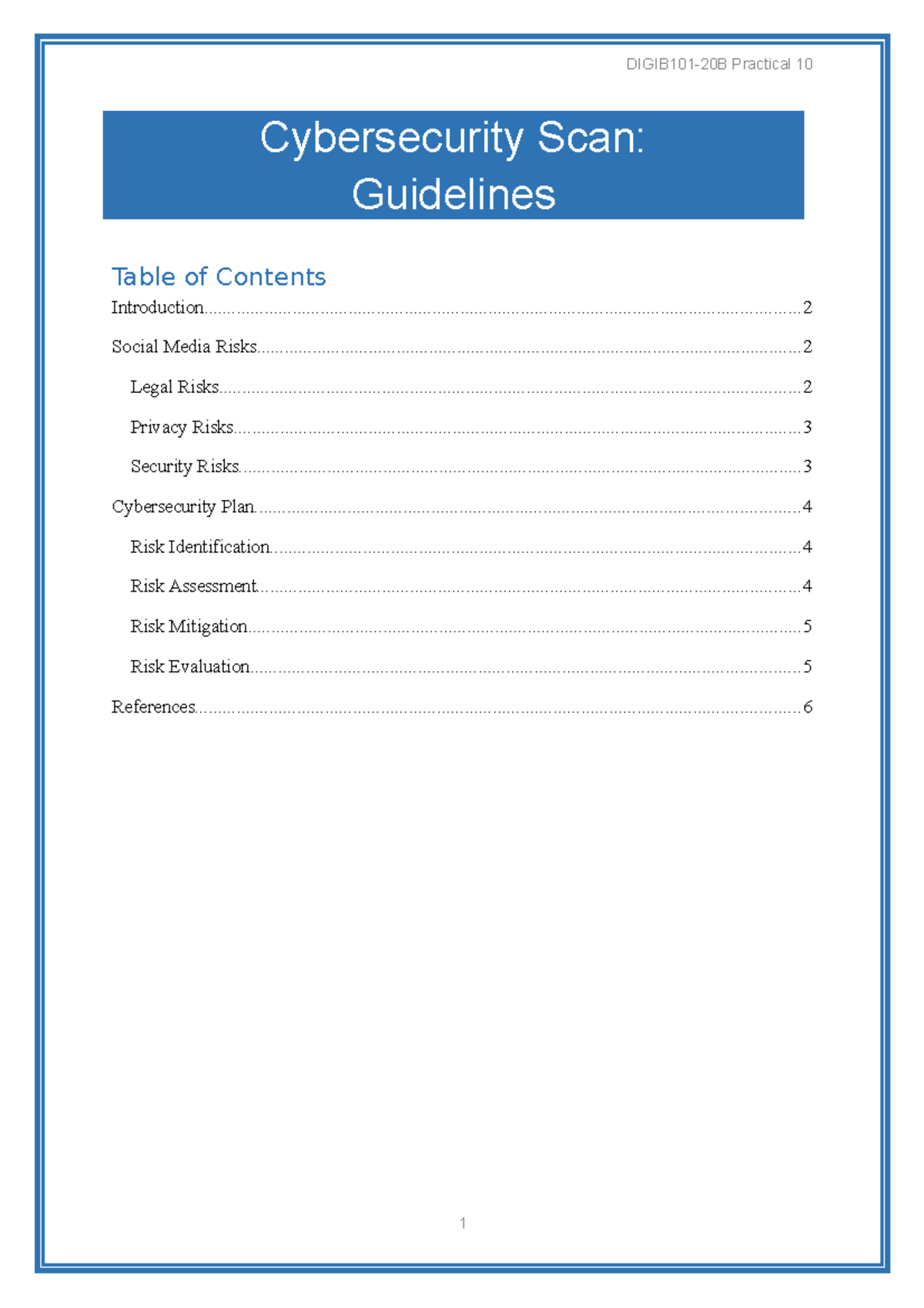 DIGIB101-20B Practical 10 Guidelines - Cybersecurity Scan: Guidelines ...