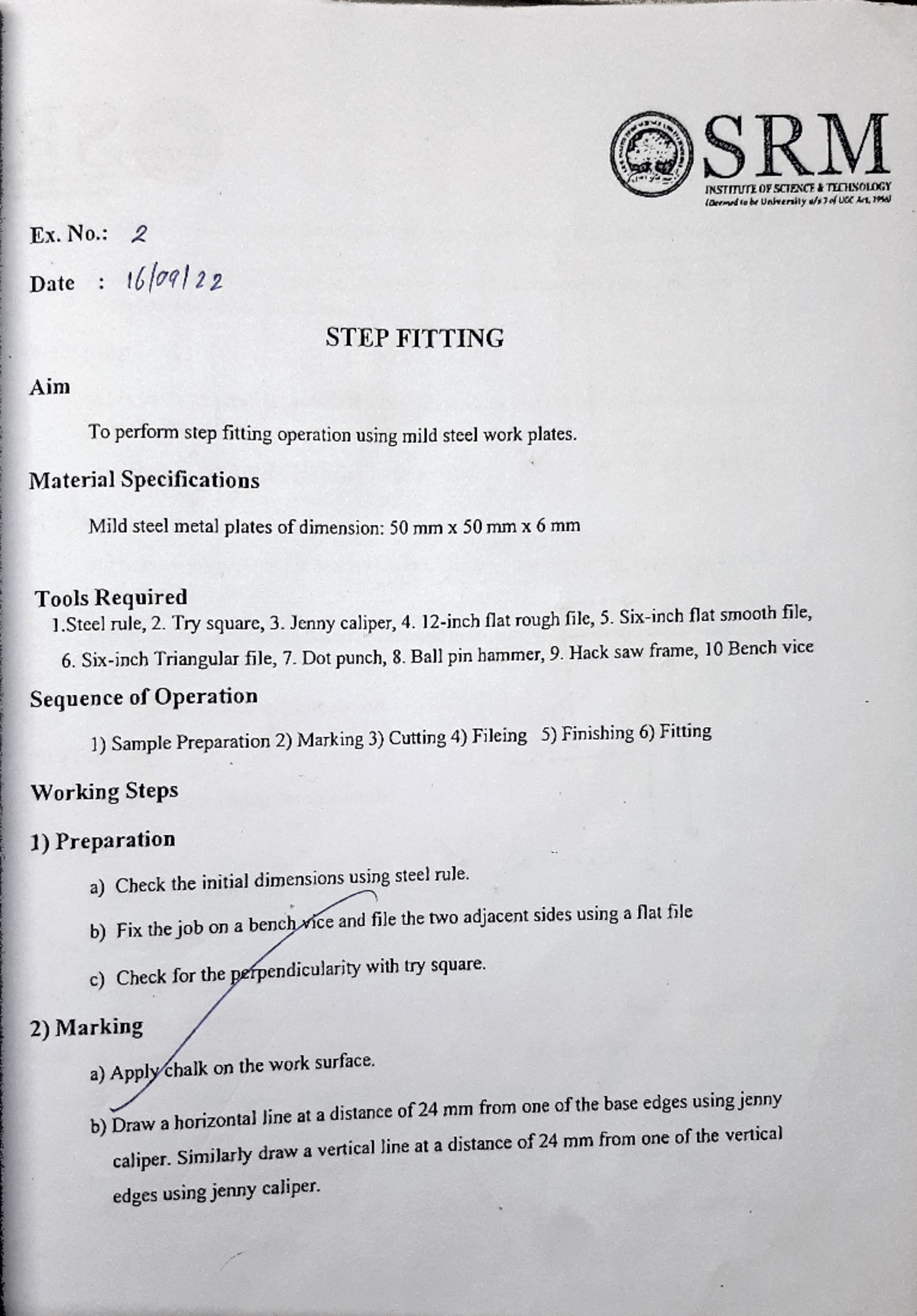 STEP Fitting - Hsush - SRM INSTITUTE OF SCIENCE& TECHSOLDGY (Deemrdto e ...