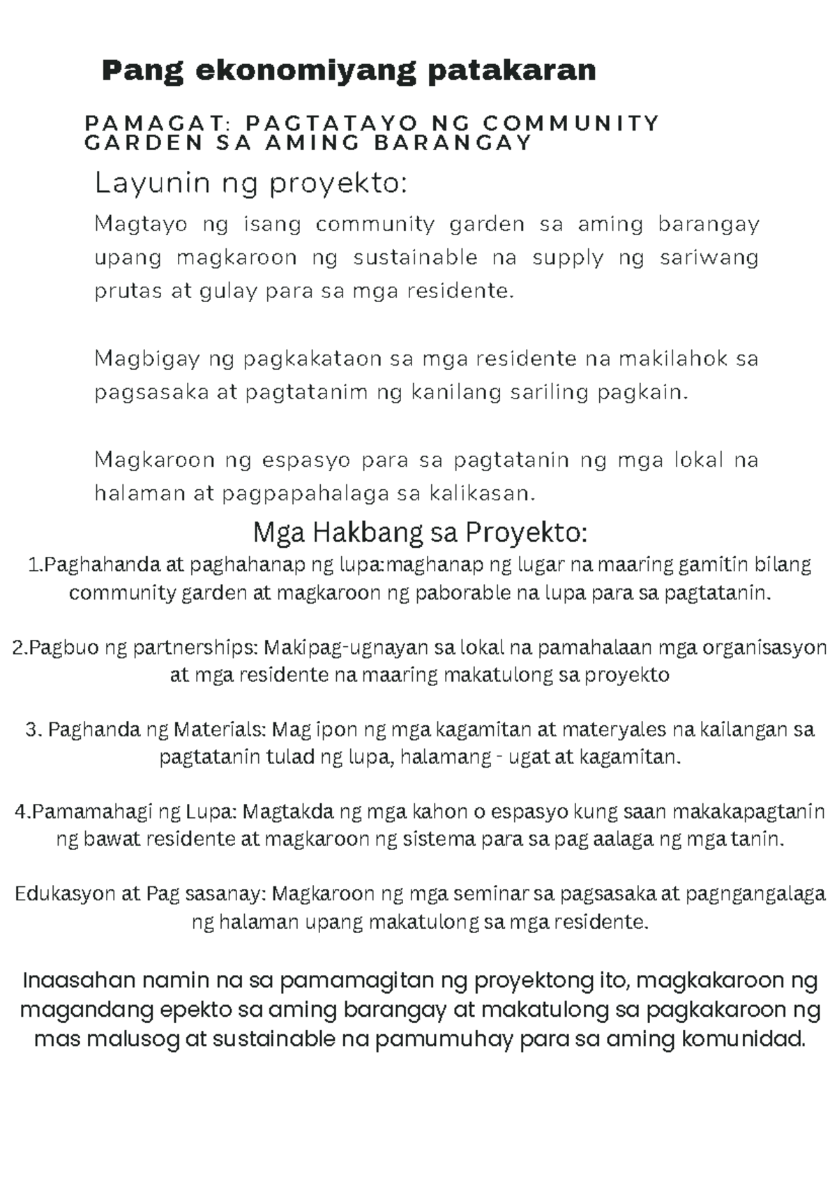 FHIL - GUIDE - Pang ekonomiyang patakaran P A M A G A T : P A G T A T A ...