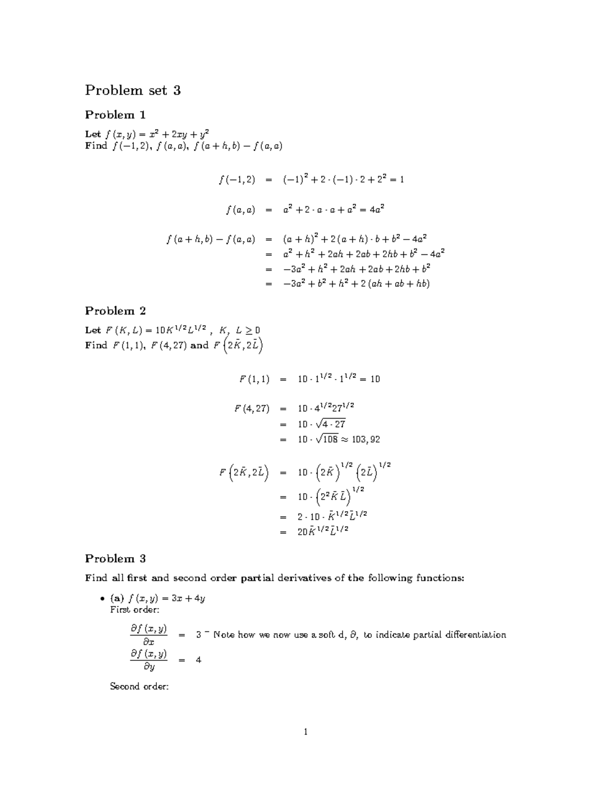 OS3-solution - Vejledende løsning til matematikdelen i matstat - Problem set 3 Problem 1 Let f ...