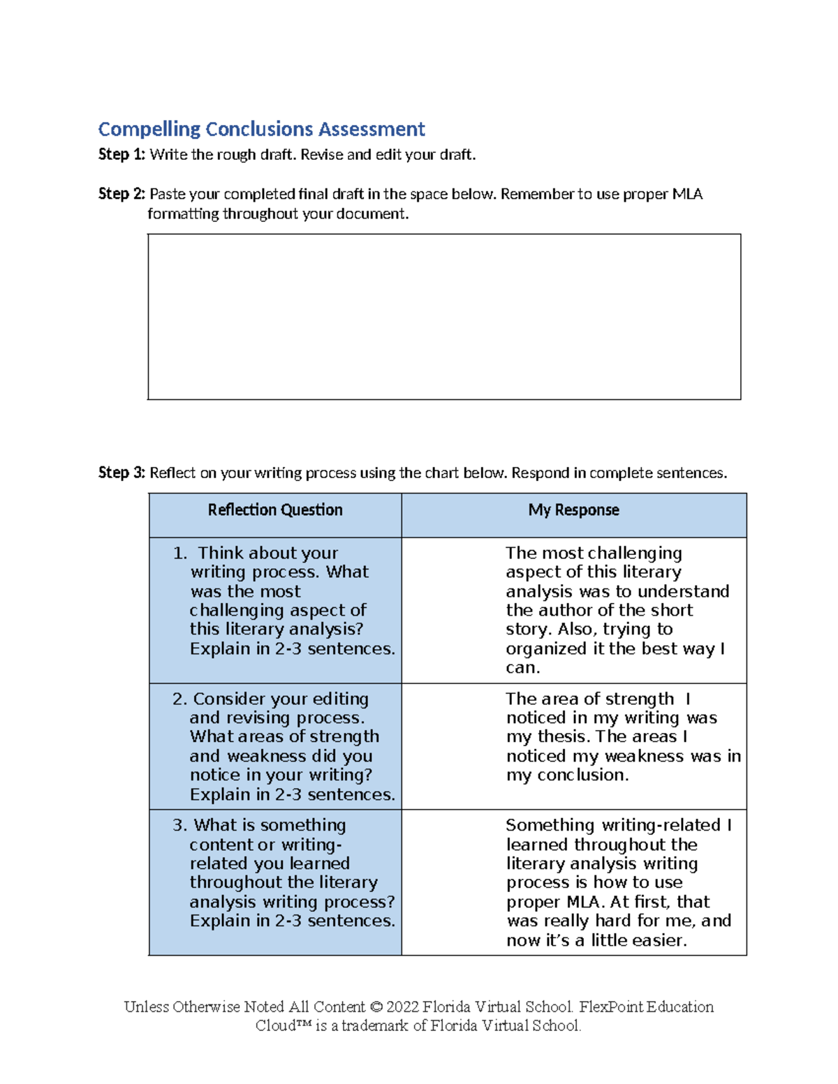 Compelling conclusions assess rubric 1 - Compelling Conclusions ...