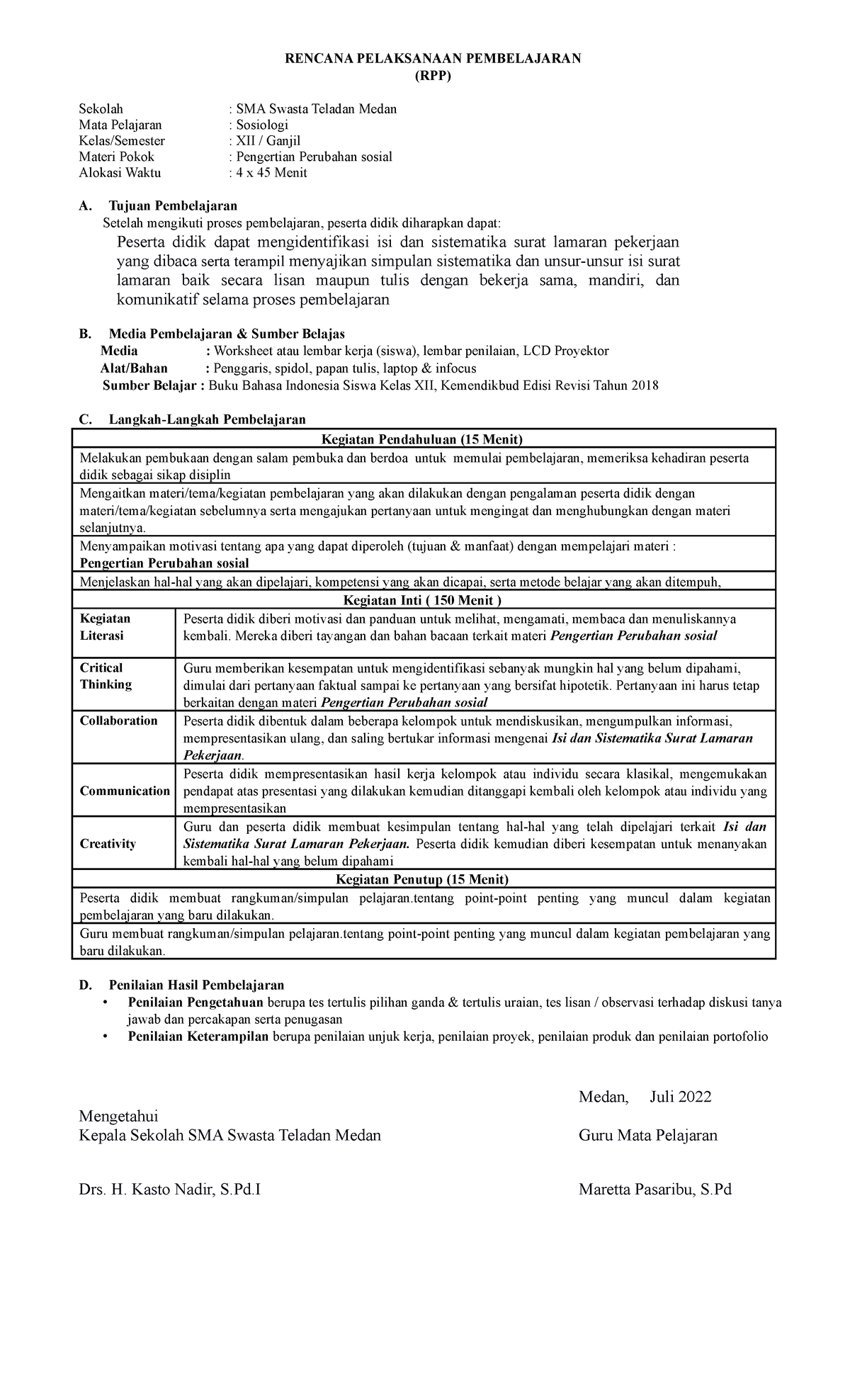 Rpp kls 12 semester ganjil - Rpp sejarah - UNIMED - Studocu