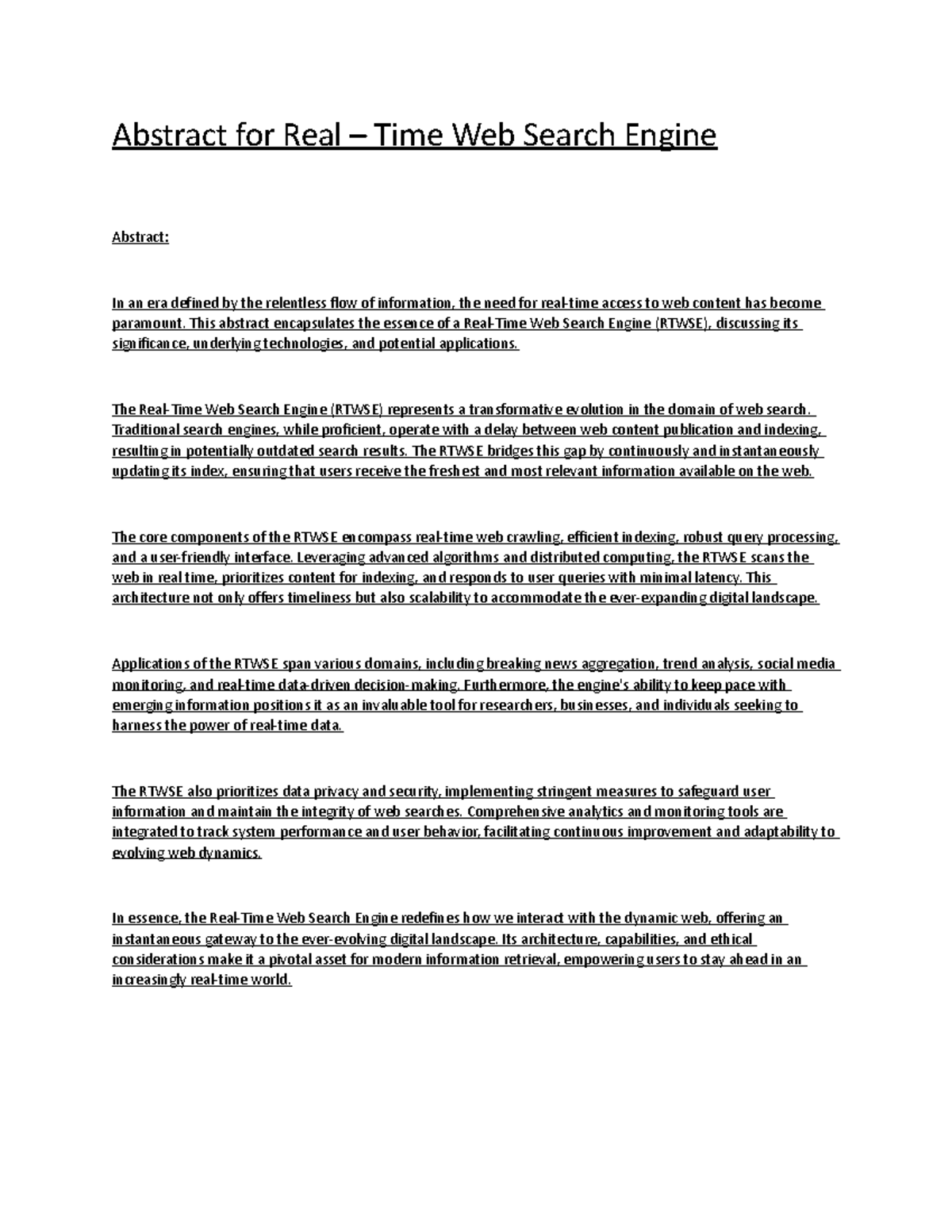 Abstract for rtwse - Abstract for Real – Time Web Search Engine ...