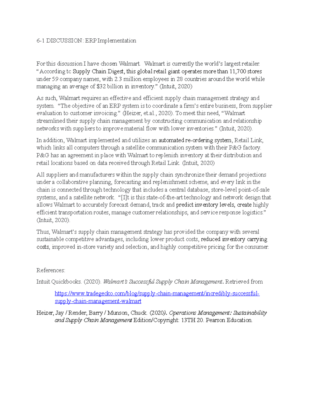 6-1 Discussion - ERP Implementation - 6-1 DISCUSSION: ERP ...