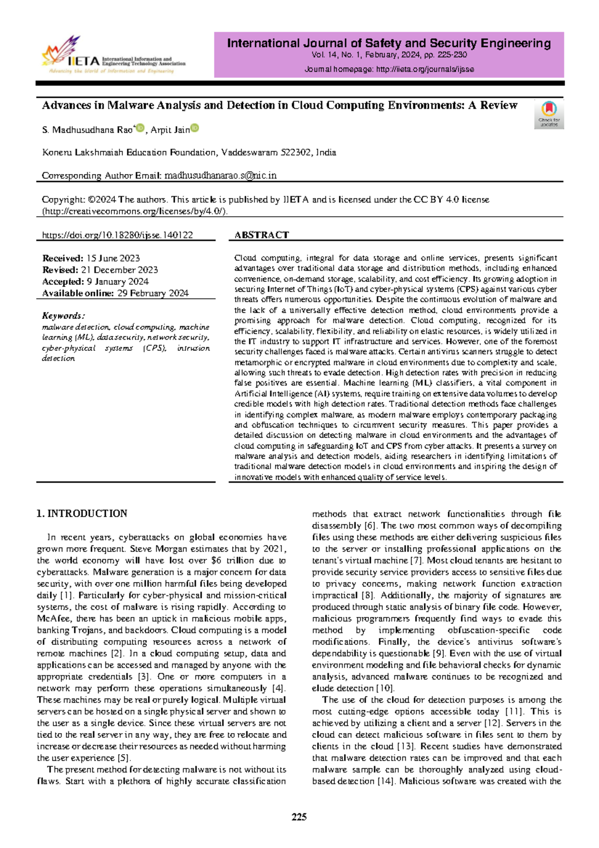 Advances in Malware Analysis and Detection in Cloud Computing Environments - Madhusudhana Rao ...