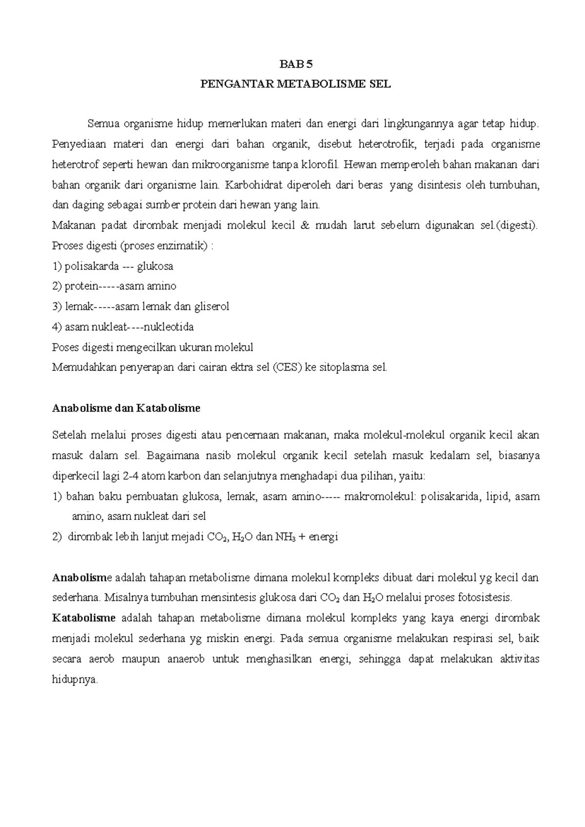 Modul Ajar Biologi Dasar Bab 5 Pengantar Metabolisme Sel - BAB 5 PENGANTAR METABOLISME SEL Semua ...