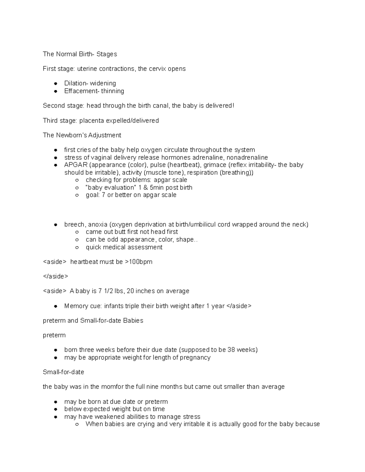 The Normal Birth- Stages - The Normal Birth- Stages First stage ...